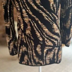 NIC+ZOE | Tops | Niczoe Top Animal Print Black Brown Asymmetrical Knit ...